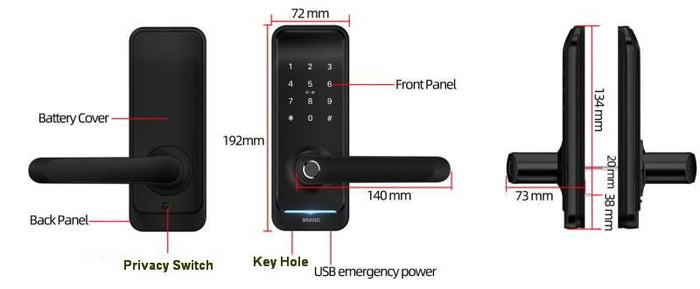 SL-H15B Smart 5-IN-1 Lever Entrance - Black